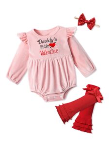 valentine baby girl outfit 12-18 months daddys valentine baby girl outfit long sleeve soft romper bodysuit clothes red leg warmers 3pcs valentine outfit baby girl