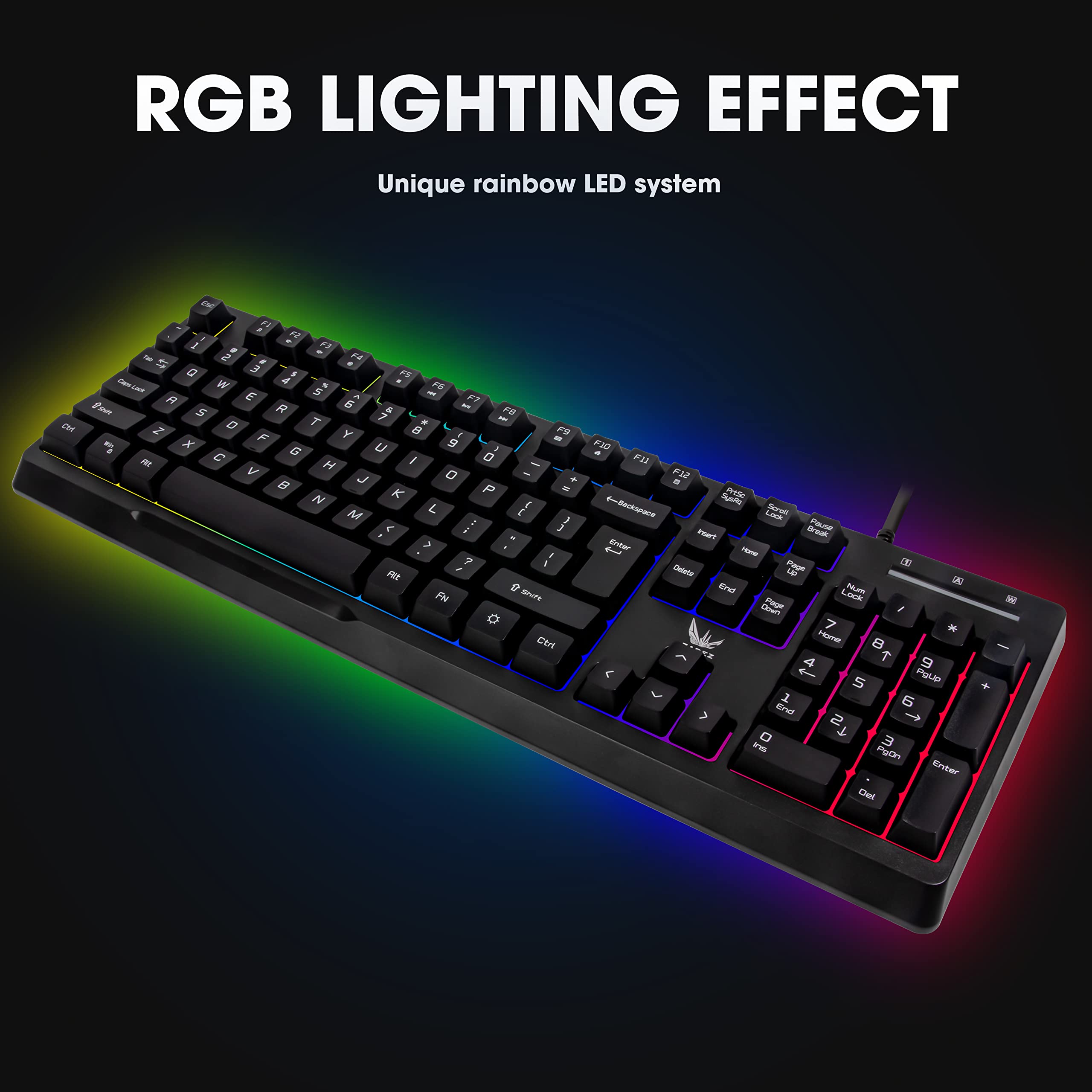 ZADEZ Membrane Gaming Keyboard - G-850K - PC Gaming Keyboard, RGB LED Backlit Keyboard with Multimedia Keys for Windows, Laptop, PC Gamers, Black