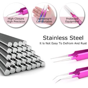 Arclon Isolation Lash Tweezers for Volume Eyelash Extension,Professional Precision Stainless Steel Las Purple 6.89inx1.5inx0.79in