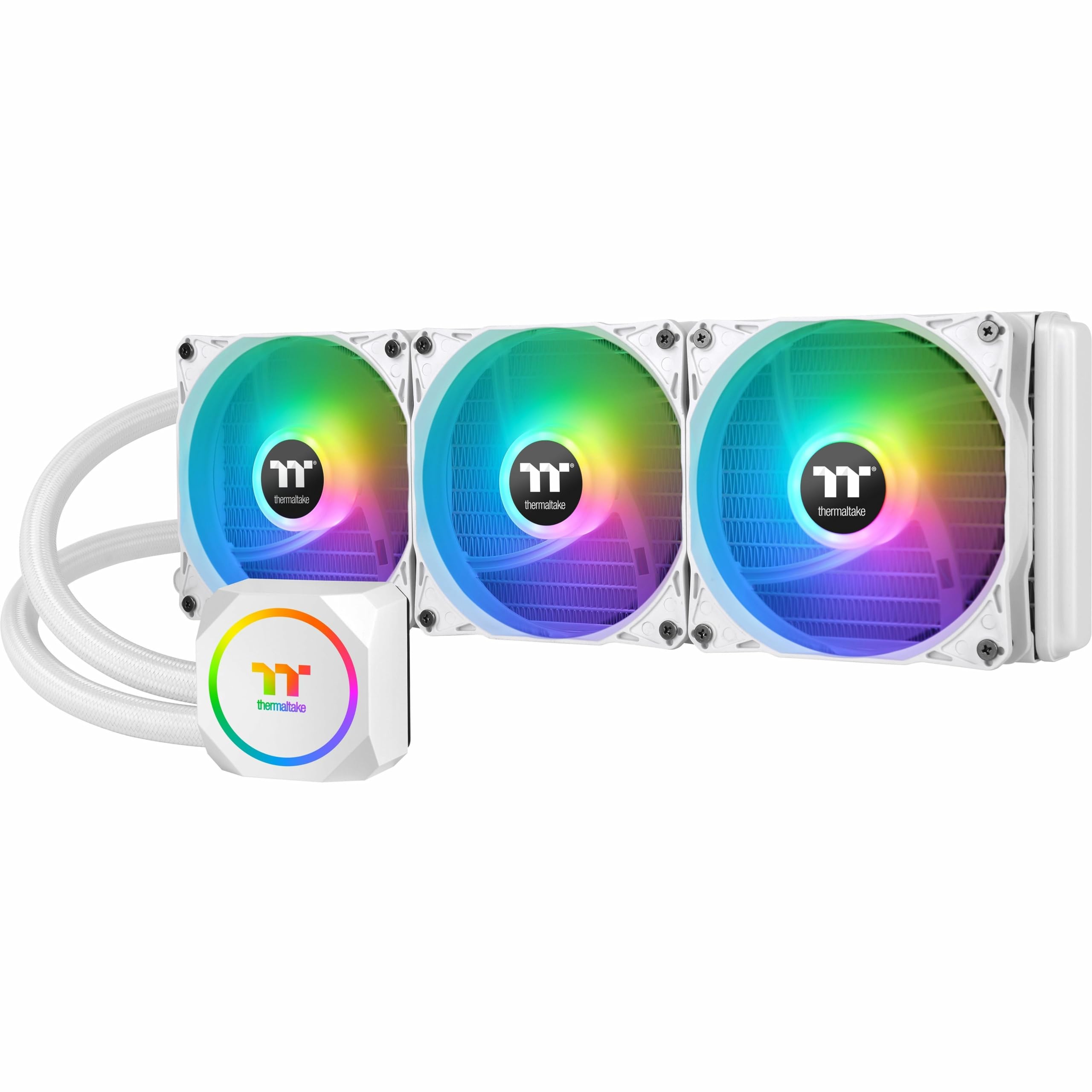 Thermaltake TH360 ARGB Motherboard Sync Snow Edition Intel LGA1700 Ready/AM5/AMD All-in-One Liquid Cooling System 360mm High Efficiency Radiator CPU Cooler CL-W302-PL12SW-B, White