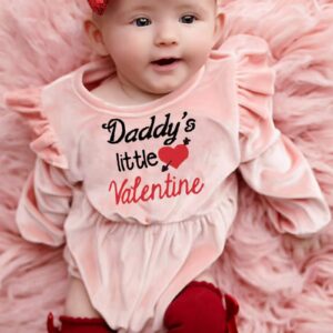 Valentine Baby Girl Outfit 12-18 Months Daddys Valentine Baby Girl Outfit Long Sleeve Soft Romper Bodysuit Clothes Red Leg Warmers 3pcs Valentine Outfit Baby Girl