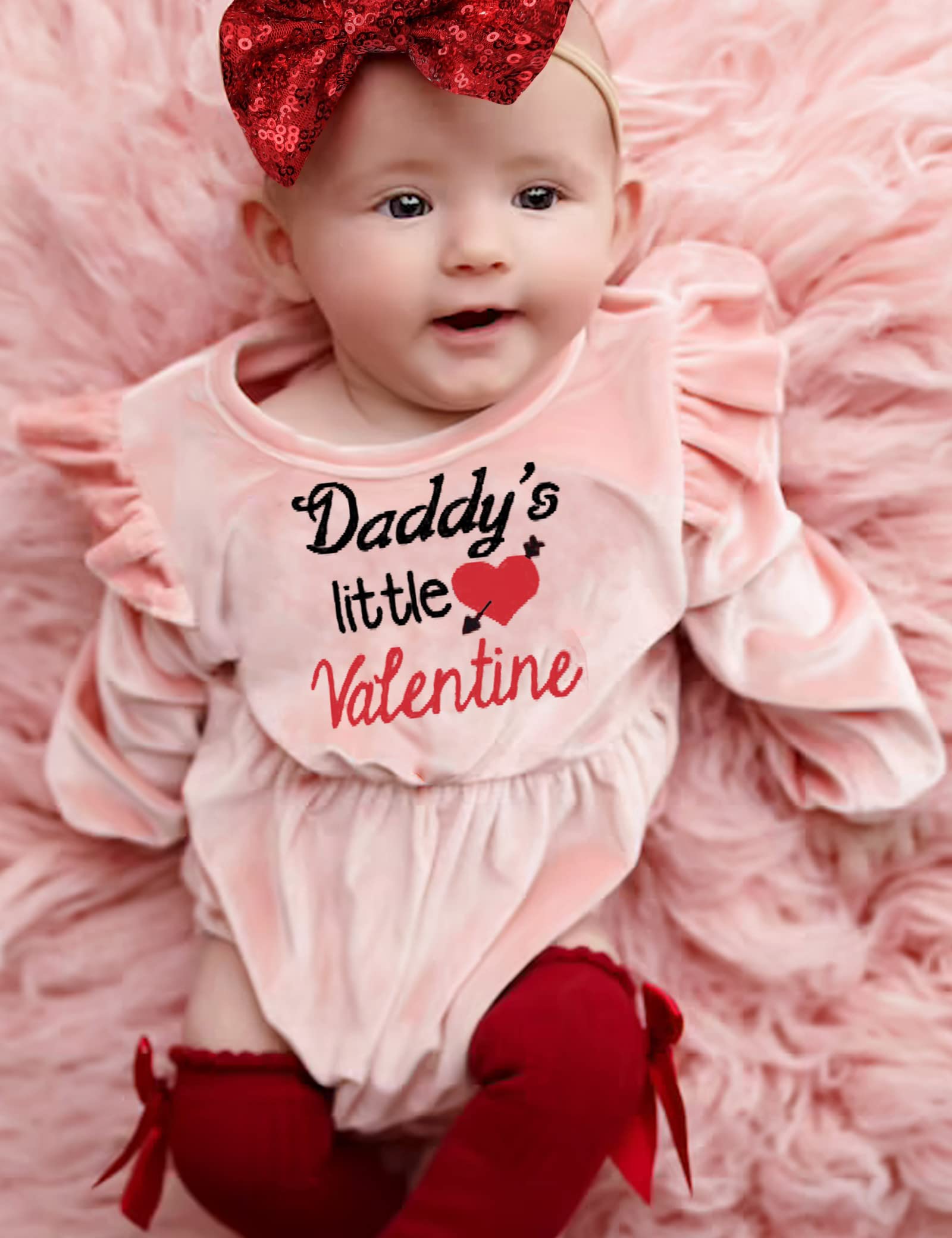 Valentine Baby Girl Outfit 12-18 Months Daddys Valentine Baby Girl Outfit Long Sleeve Soft Romper Bodysuit Clothes Red Leg Warmers 3pcs Valentine Outfit Baby Girl