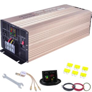 mwxne 4000 watts power inverters, 24v dc to 110v ac pure sine wave car power adapter with lcd display, remote control, 3 outlets and dual 2.4a usb charging ports