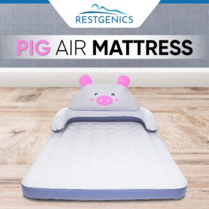 Restgenics Queen Air Mattress With Built in Pump - Queen Size Blow Up Mattress With Electric Air Pump, Inflatable Mattress, Toddler Floor Bed, Floor Mattress, Twin Air Mattress, Toddler Bed, Kids Bed