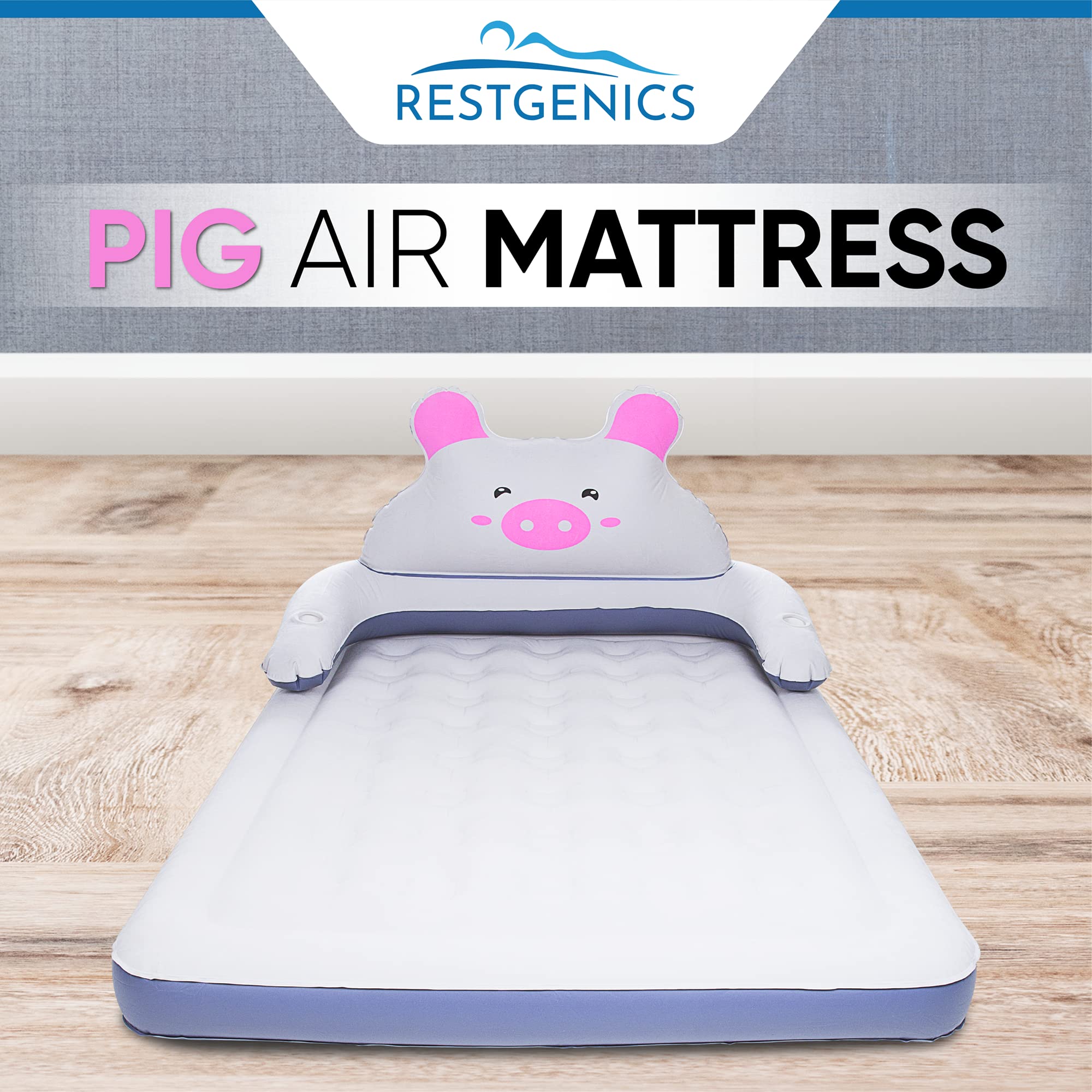 Restgenics Queen Air Mattress With Built in Pump - Queen Size Blow Up Mattress With Electric Air Pump, Inflatable Mattress, Toddler Floor Bed, Floor Mattress, Twin Air Mattress, Toddler Bed, Kids Bed