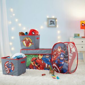 Marvel Spiderman 4 Piece Storage Solution Set with Pop Up Hamper, Collapsible Storage Trunk and 2 Nestable Storage Bins