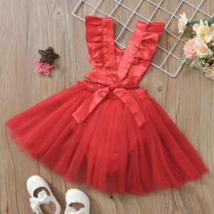 AGQT Baby Girls Christmas Outfit Heart Halter Romper Valentine's Day Birthday Tutu Dress Sequin Mother's Day Outfit Stripe Backless Dress Size 0-6 Months