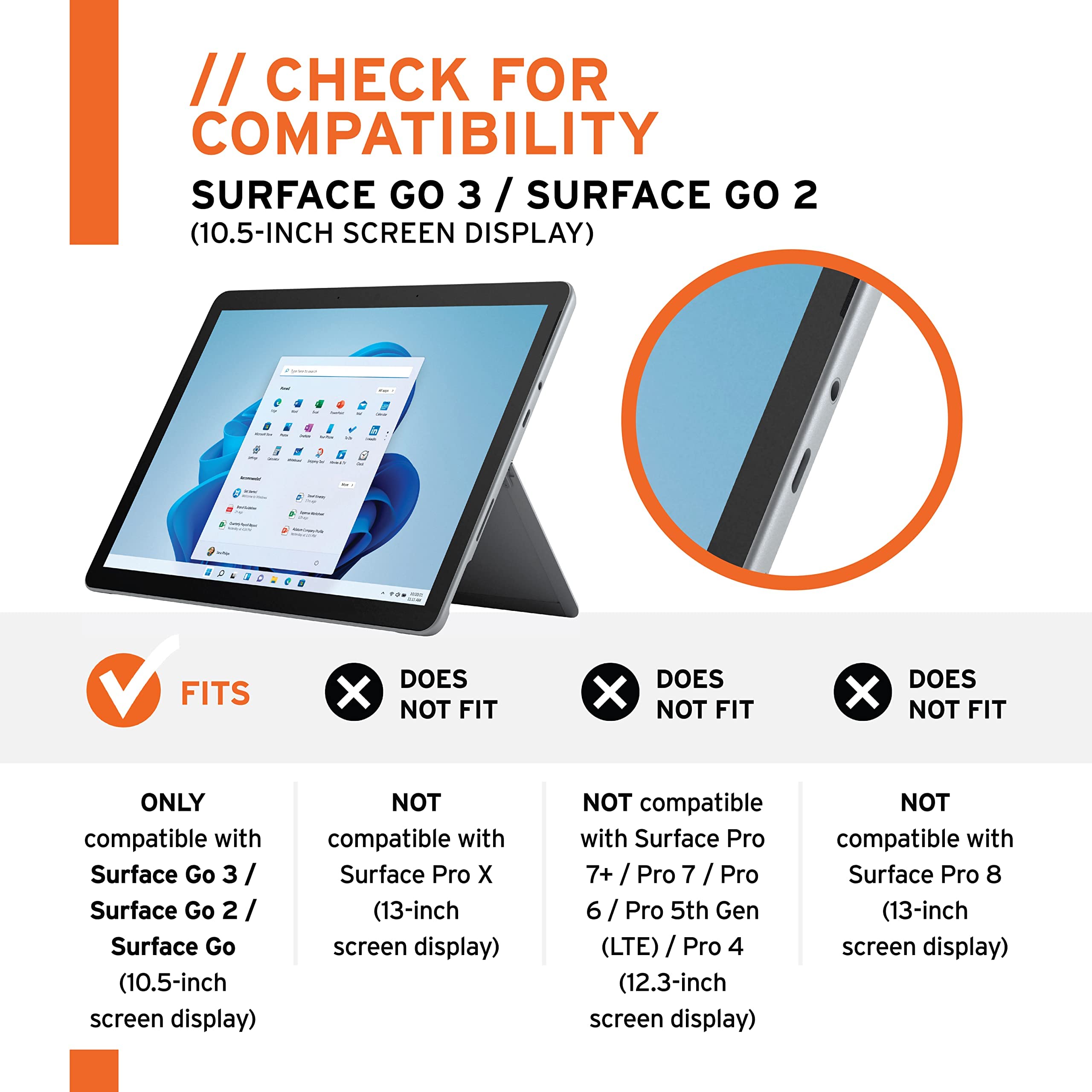 UAG Microsoft Surface Go 3 / Surface Go 2 Case [10.5-inch screen] with Hand Strap & Shoulder Strap Plasma, Ice & Microsoft Surface Go 3 / Surface Go 2 Tempered Glass Anti-Fingerprint & Scratch Resista