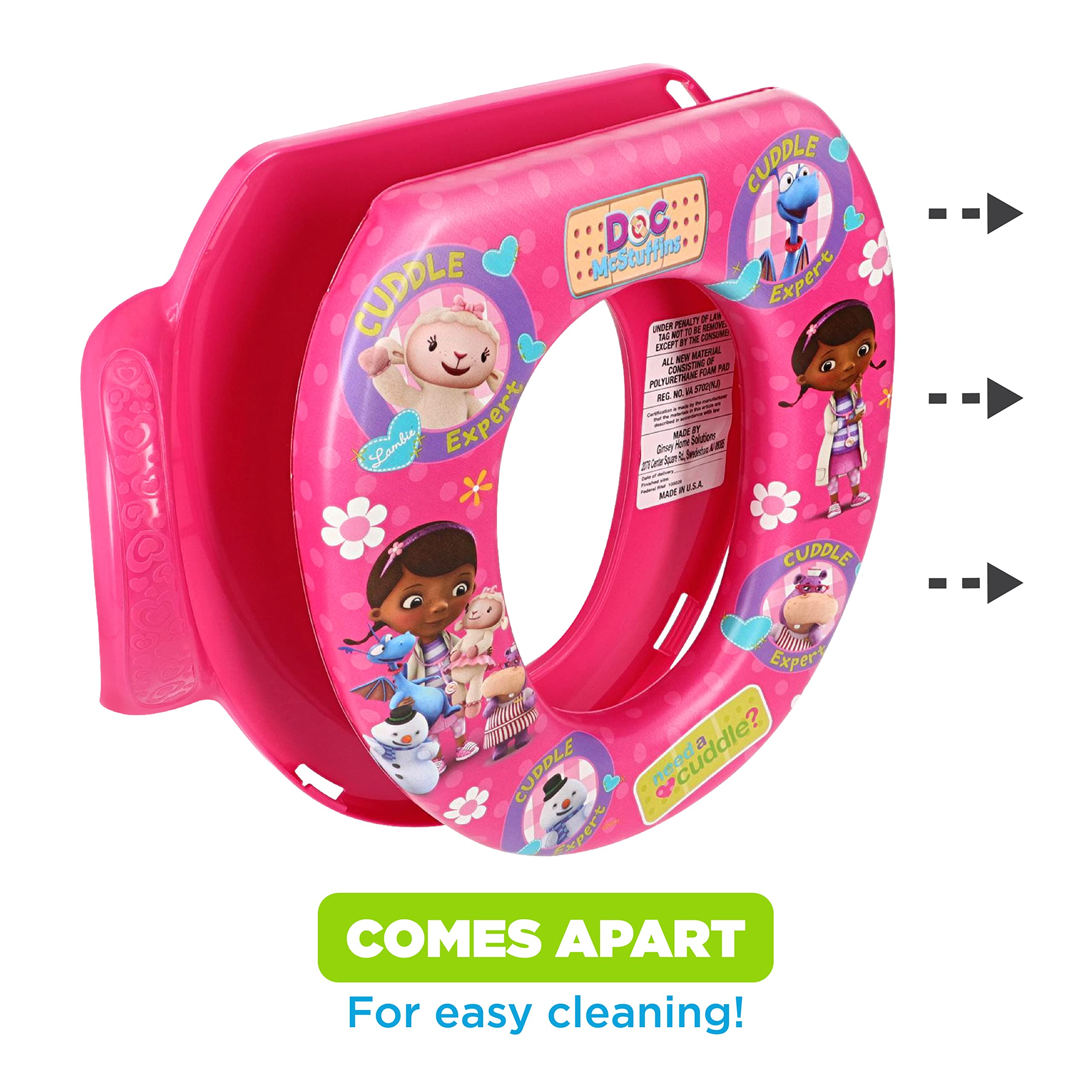 Disney's Doc McStuffins Essential Kid's Toilet Training Combo Kit - Contour Step Stool & Soft Potty Seat, Pink, 2 Piece