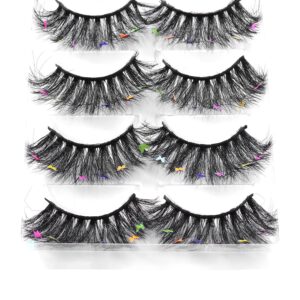 gootrades Butterfly Lashes Rainbow Flutter Splashes False Eyelashes,20mm Handmade 3D Faux Mink Hair Wispy Fluffy Lash for Daily Halloween Cosplay Costume Eyelashes (5 Pairs)