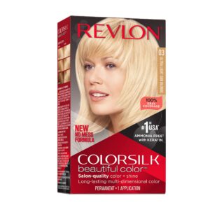 revlon colorsilk beautiful color permanent hair color, long-lasting high-definition color, shine & silky softness with 100% gray coverage, ammonia free, 053 light auburn, 1 pack