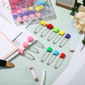 50 Pieces Diaper Pins Baby Safety Pins 2.4 inch with Locking Closure Stainless Steel Nappy Pins with Storage Box