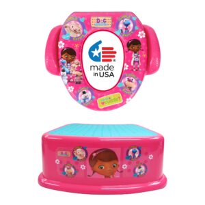 disney's doc mcstuffins essential kid's toilet training combo kit - contour step stool & soft potty seat, pink, 2 piece