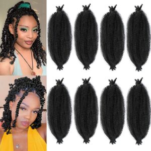 8 packs springy afro twist hair pre-separated kinky marley twist braiding hair soft synthetic crochet for distressed faux locs spring twist hair extensions for women… (16 inch (pack of 8), 1b)……