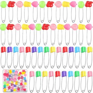 50 pieces diaper pins baby safety pins 2.4 inch with locking closure stainless steel nappy pins with storage box