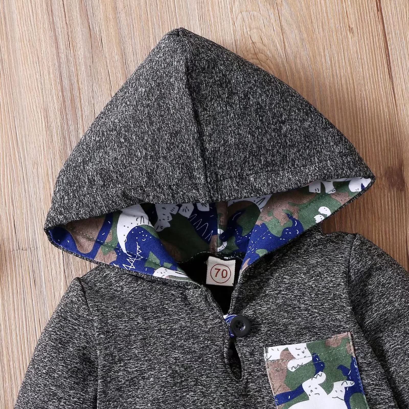 FOCICI Toddler Baby Boy Clothes Infant Spring Winter Outfits Pocket Hoodie Sweatshirt Dinosaur Pants Grey Blue 18-24 Months