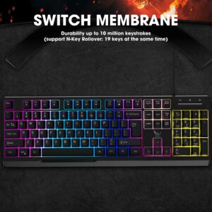 ZADEZ Membrane Gaming Keyboard - G-850K - PC Gaming Keyboard, RGB LED Backlit Keyboard with Multimedia Keys for Windows, Laptop, PC Gamers, Black