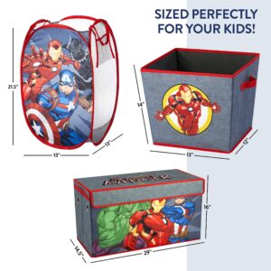 Marvel Spiderman 4 Piece Storage Solution Set with Pop Up Hamper, Collapsible Storage Trunk and 2 Nestable Storage Bins