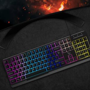 ZADEZ Membrane Gaming Keyboard - G-850K - PC Gaming Keyboard, RGB LED Backlit Keyboard with Multimedia Keys for Windows, Laptop, PC Gamers, Black