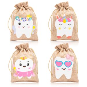 4pcs tooth fairy bag for girls pouch tooth fairy keepsake bag to place under pillow milk teeth container box personalized lost tooth holder baby toddler teeth case for baby shower birthday gift