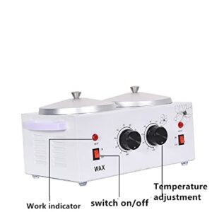 Double Wax Warmer, Professional Electric Wax Heater Machine Dual Paraffin Facial Skin SPA Equipment with Adjustable Temperature Set