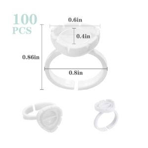 Limko Glue Rings 100PCS Cute Glue Cups Eyelash Glue Holder Makeup Cup for Lash Extensions Supplies (Triangle White)