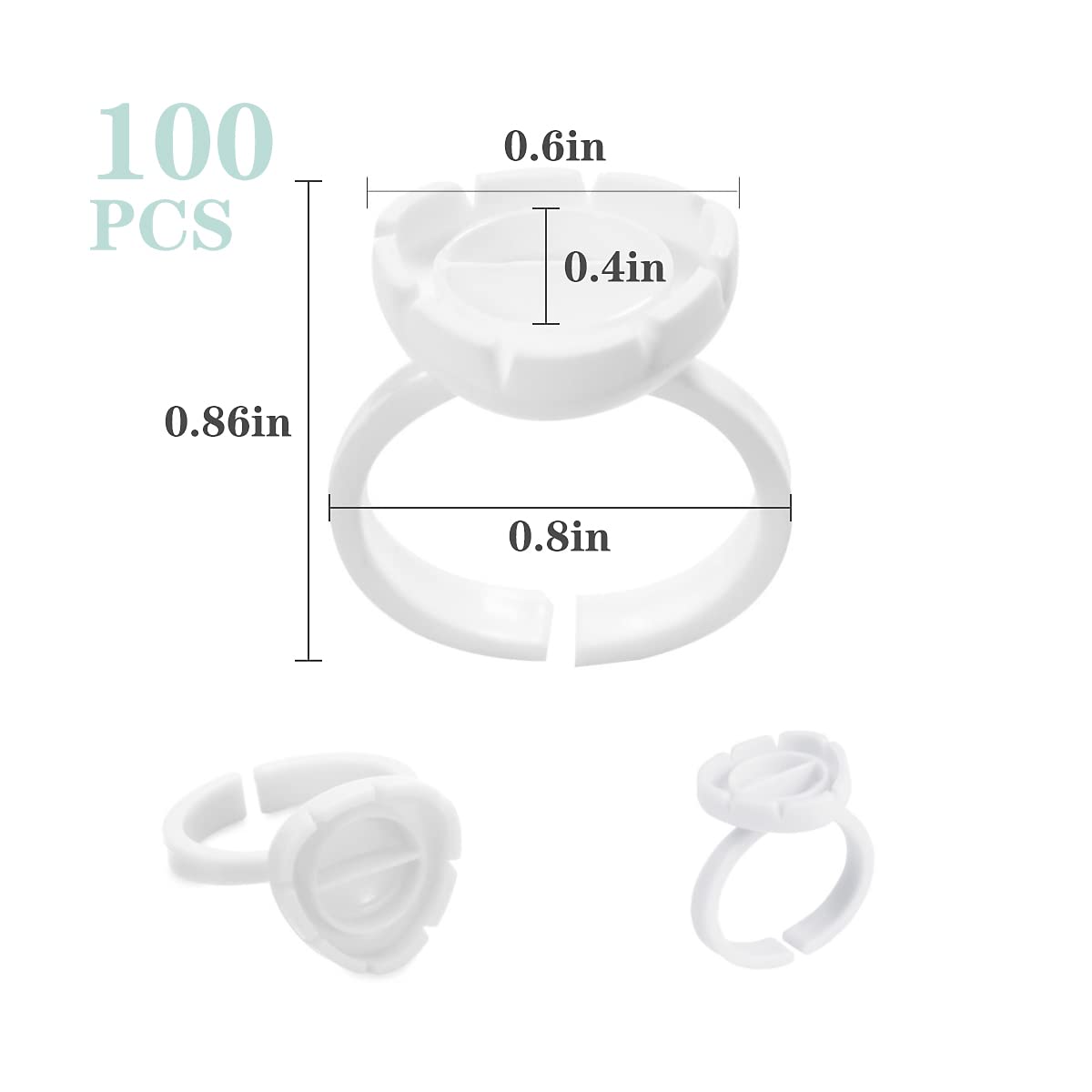 Limko Glue Rings 100PCS Cute Glue Cups Eyelash Glue Holder Makeup Cup for Lash Extensions Supplies (Triangle White)