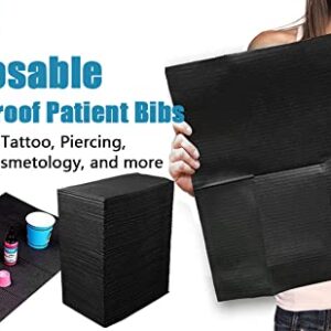 Tatmax International Disposable Black Tattoo Dental Bibs Piercing Waterproof 3-Ply Dental Napkin Tattoo Tray Table Covers