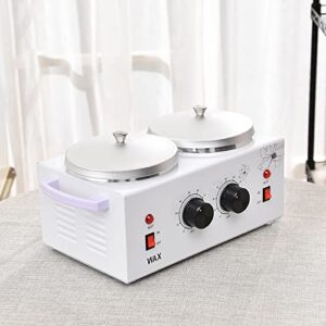 Double Wax Warmer, Professional Electric Wax Heater Machine Dual Paraffin Facial Skin SPA Equipment with Adjustable Temperature Set