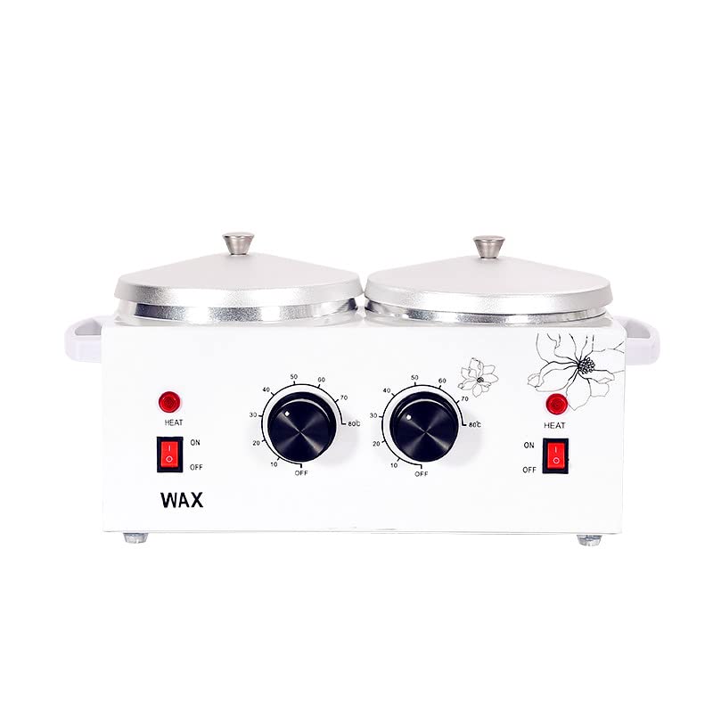 Double Wax Warmer, Professional Electric Wax Heater Machine Dual Paraffin Facial Skin SPA Equipment with Adjustable Temperature Set