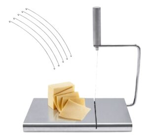 dependable industries inc. essentials stainless steel cheese slicer board multifunctional butter cutter meats loaf bread with 5 replacement wires for kitchen