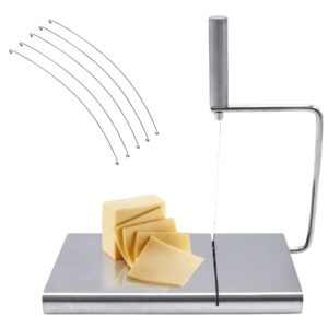 Dependable Industries inc. Essentials Stainless Steel Cheese Slicer Board Multifunctional Butter Cutter Meats Loaf Bread with 5 Replacement Wires for Kitchen