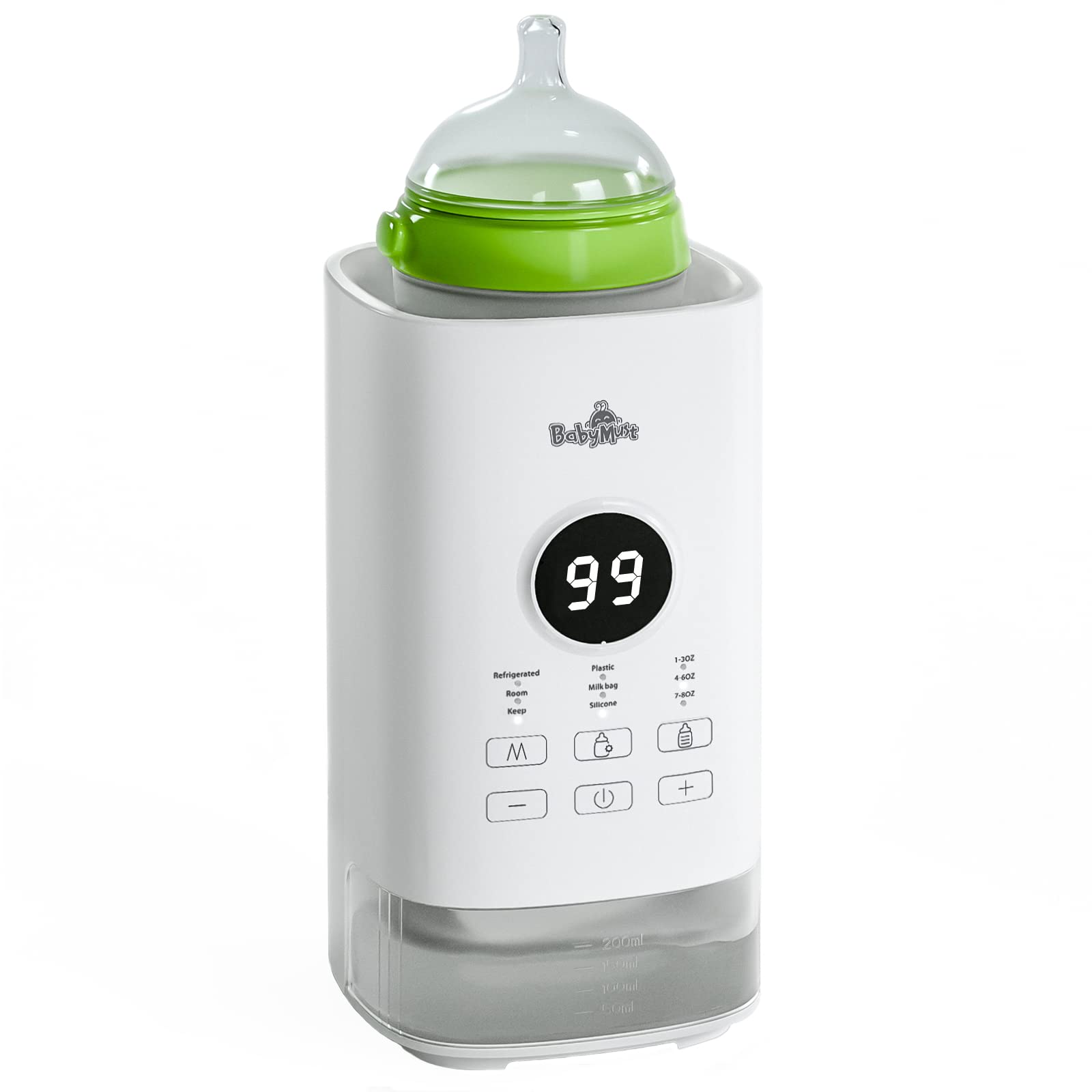 Baby Bottle Warmer, 5-in-1 Fast Bottle Warmer for Breastmilk or Formula, Food Heater, Baby Milk Warmer with Timer & LCD Display, Accurate Temperature Control, 24 Hours Keep Warm, Power-Off Protection