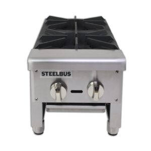 steelbus 12'' heavy duty commercial hot plate 2 burner natural/propane gas restaurant equipment for soups