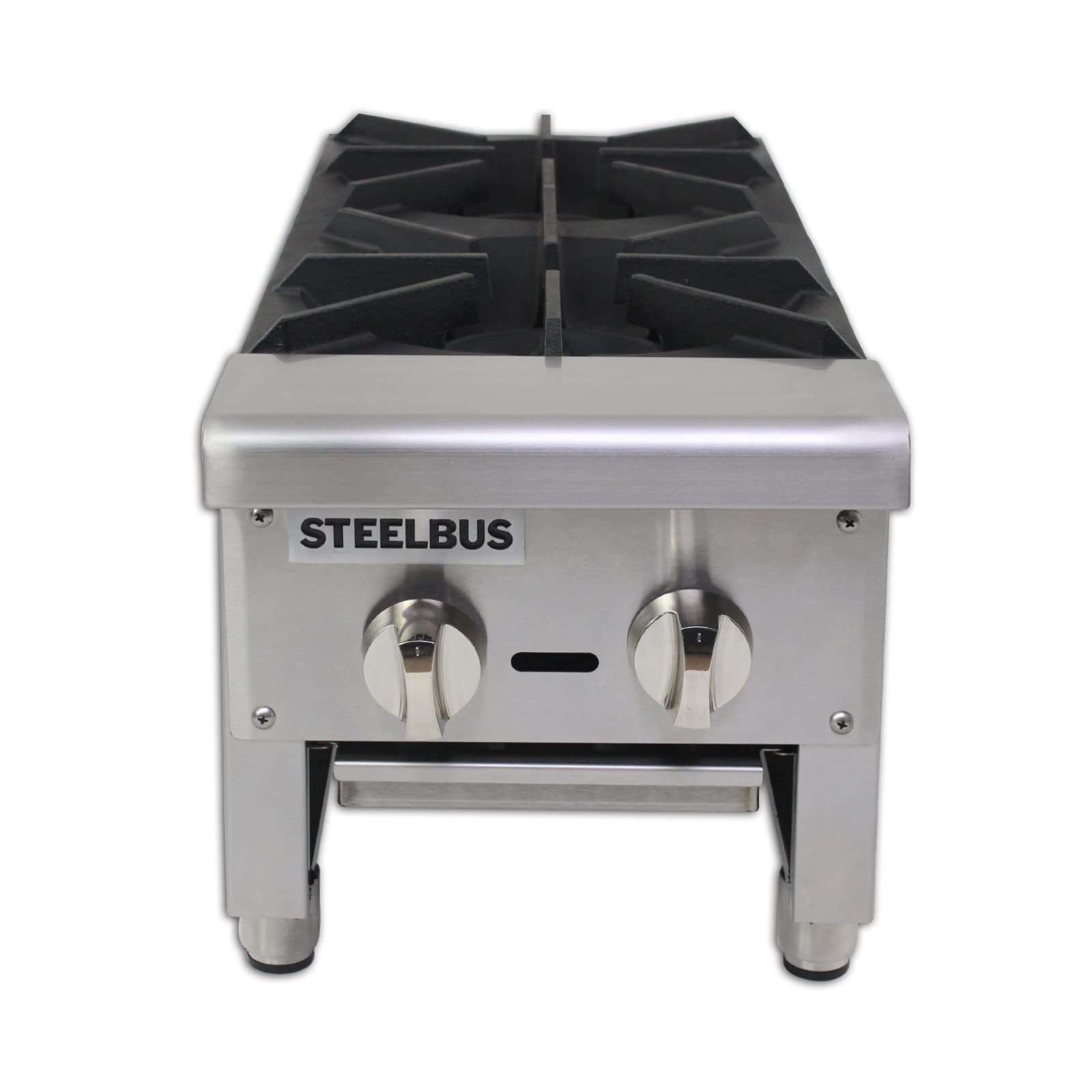 STEELBUS 12'' Heavy duty Commercial Hot Plate 2 Burner Natural/Propane gas Restaurant Equipment for Soups