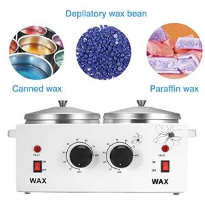 Double Wax Warmer, Professional Electric Wax Heater Machine Dual Paraffin Facial Skin SPA Equipment with Adjustable Temperature Set