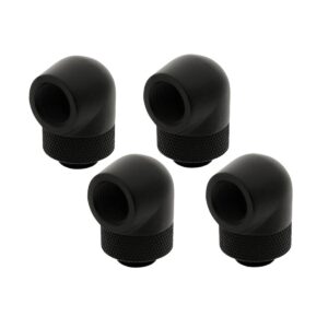 xspc g1/4" 90 degree rotary fitting v2, matte black, 4-pack