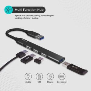 Portronics Mport 31 4 Ports USB Hub (USB A to 4 USB-A Ports 4 in 1 Connector USB Hub (Grey)