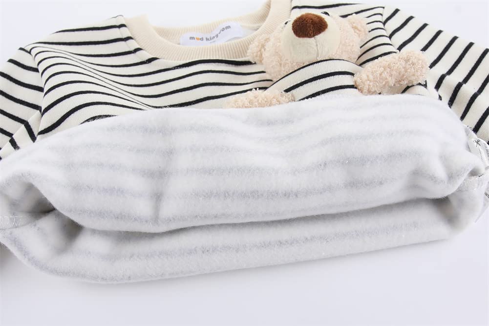 Mud Kingdom Toddler Boys Jogger Sets Fleece Lined Funny Cartoon Bear Stripe Beige 4T