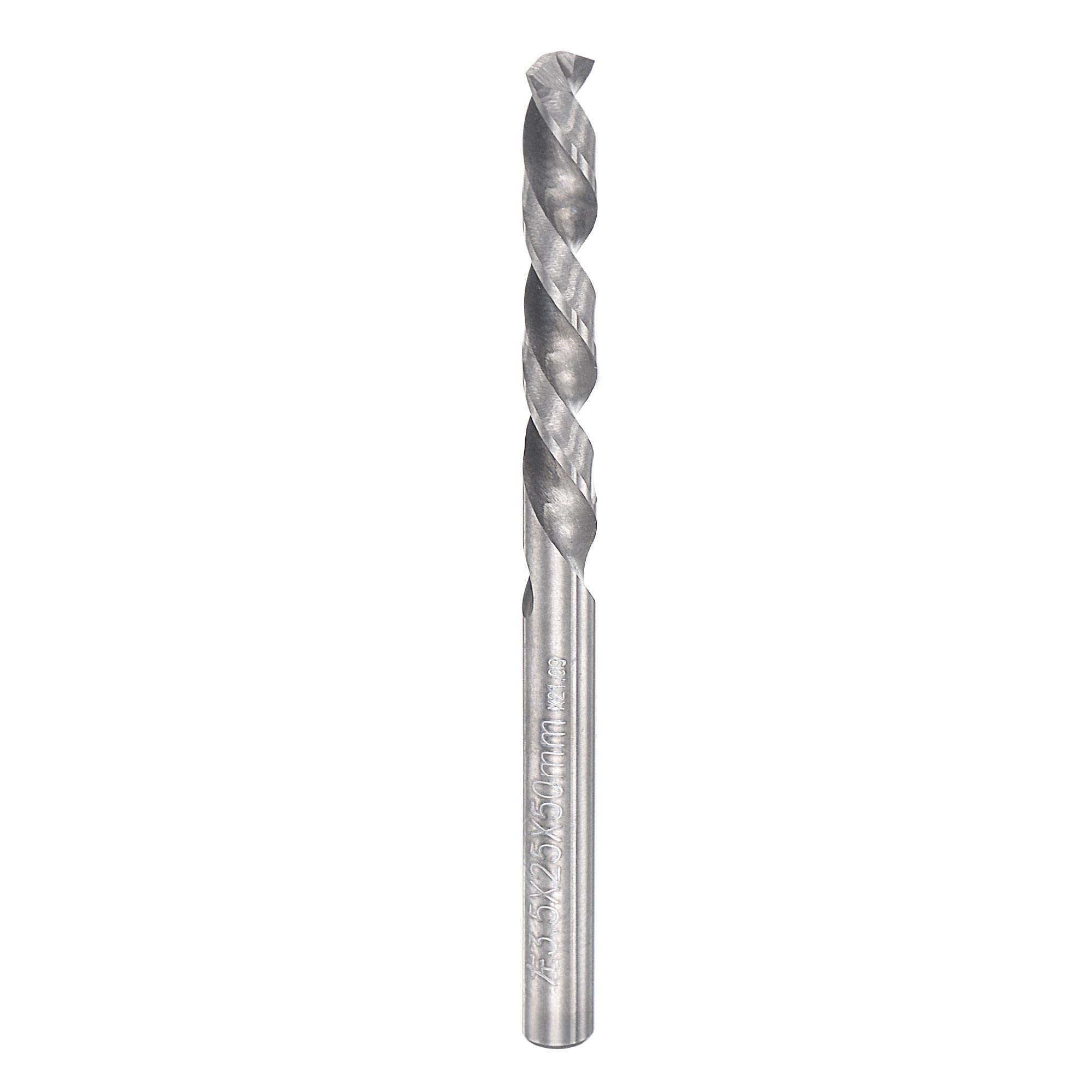 uxcell Solid Carbide Twist Drill Bits 3.5mm, Metric Left Hand Spiral Flutes Straight Shank Tungsten Steel Drilling Tool for Stainless Steel Alloy Metal