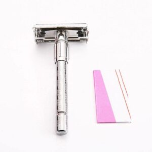 AMLESO Adjustable Double Edge Safety Shaving, with Blade, Traditional,Classic,Long Handle,Stainless for Home Use Travel