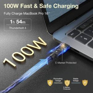 240W USB C to USB C Cable Fast Charging PD 3.1 & USB C Data Cable 10Gbps High Speed Data Transfer, Nylon Braided USB Type C Cable for iPhone 15, MacBook Pro/Air, 1.5FT