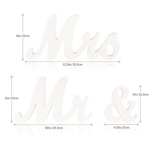 Henzxi Mr & Mrs Sign for Wedding Table, Large Mr and Miss Wooden Letters, Wedding Table Decorations, Anniversary Party Valentine's Day Decor (White)