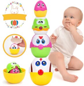 easter basket stuffers babies, nesting easter eggs toy baby easter basket suffers 1 year old, baskets stacking toy for kids，8 pcs matching game for age 1 2 3 years old, easter gifts for toddler boys