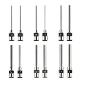 bojack 12 pcs dispensing needle tips 1 inch stainless steel blunt tip luer lock stainless steel blunt needles (8, 10, 12, 14, 16, 18 gauge)