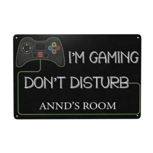 yuqier i'm gaming don't disturb personalized custom room sign black kids boys bedroom game room decorative nameplate accessories humorous warning words door sign hanging creative gift