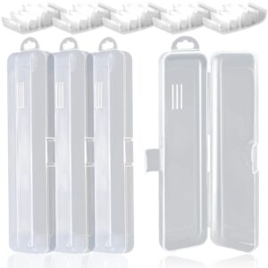 wyomer pack of 4 travel size toothbrush case holder, transparent plastic toothbrush case portable toothbrush storage, hard plastic transparent toothbrush carrying box for traveling