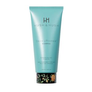 hush & hush deeplyrooted shampoo - luxurious sulfate free exfoliating shampoo - strengthens thin, brittle, & aging hair - 200 ml/6.8 fl oz