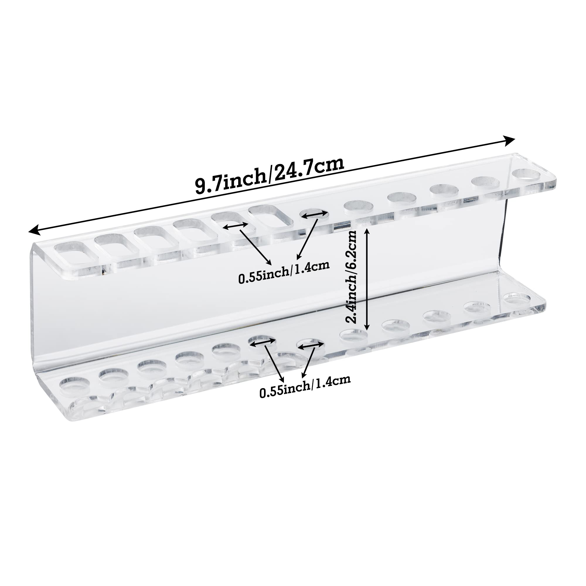 Ackers Transparent Acrylic Test Tube Bottle Small Glass Holder,Built-in Handle, 25 Tube Capacity, 0.7" (18mm) Holes for 10ML Test Tubes