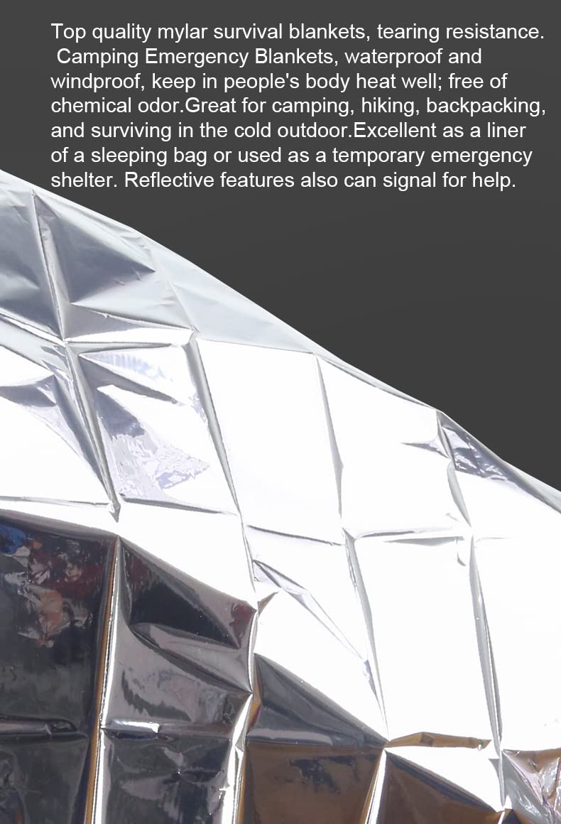 PERIEMALA Emergency Blankets for Survival Gear (Pack of 4), Camping Blanket, Emergency Blanket, Thermal Blanket, Mylar Space Blanket, Survival Blanket, First Aid Supplies, Outdoors